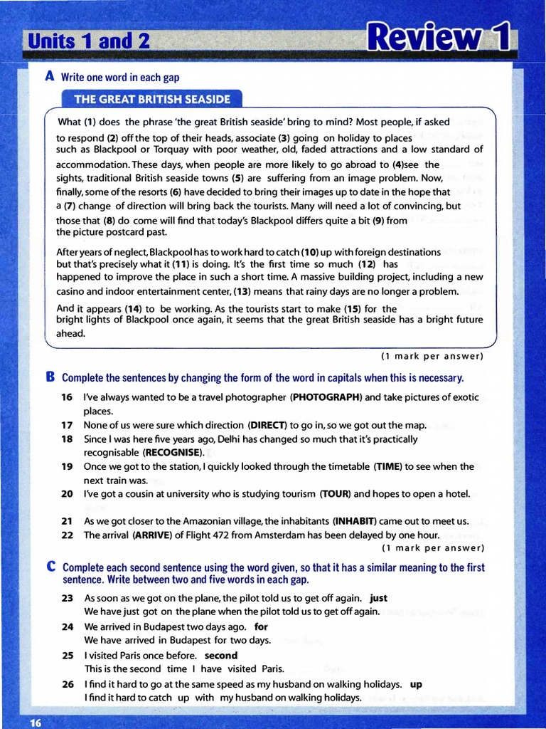 Destination B2 Grammar and Vocabulary | PDF | Tourism
