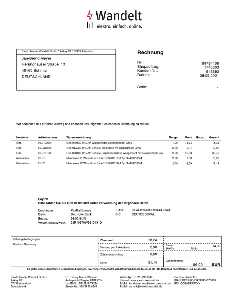 Rechnung 84794406 | PDF