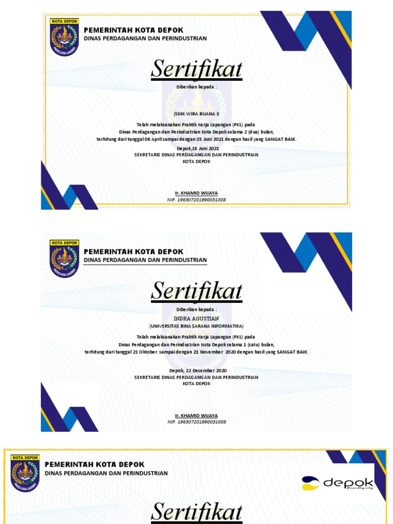 Sertifikat PKL.BSI | PDF