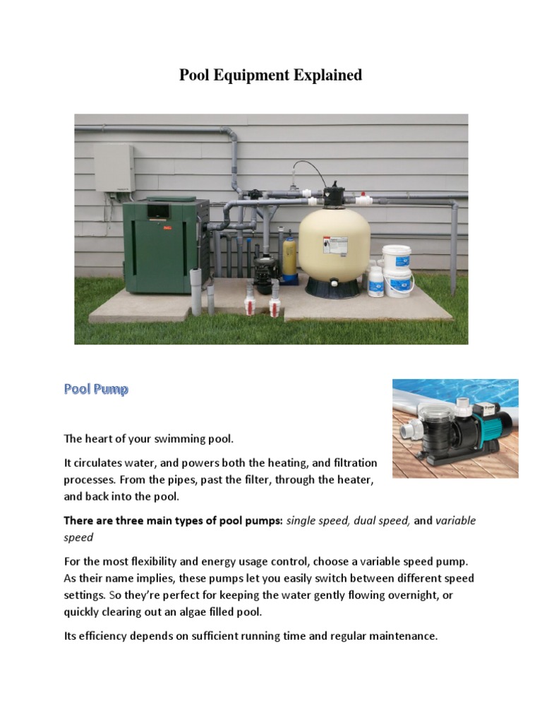 Pool Equipment Explained | PDF | Swimming Pool | Filtration