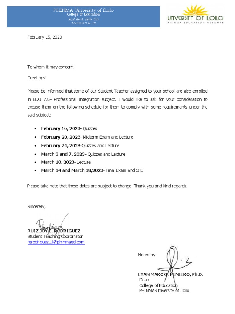 Student Excuse Request for EDU 722 | PDF