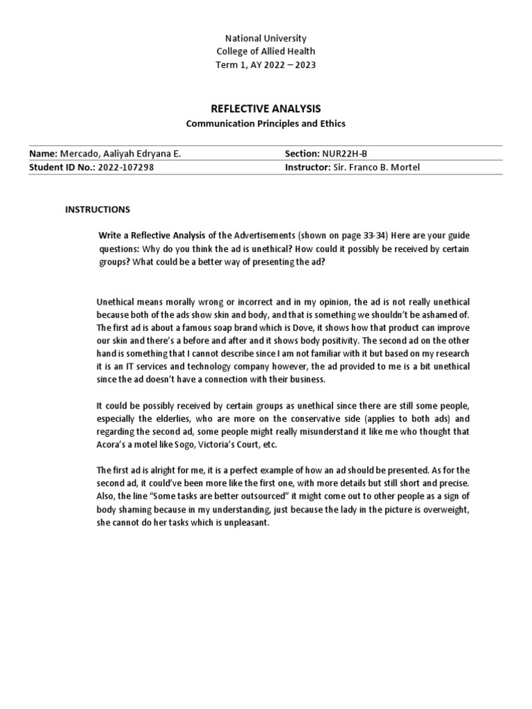 Reflective Analysis | PDF