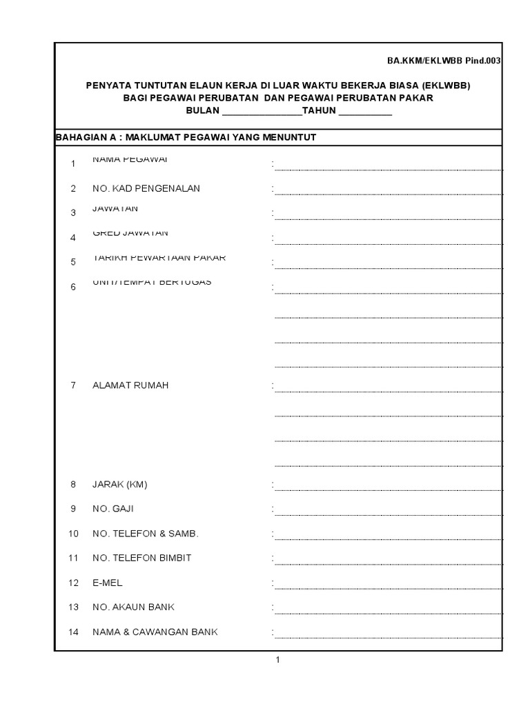 Borang EKLWBB 2021 Pind 003 | PDF