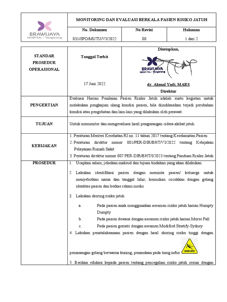 031 Monitoring Dan Evaluasi Berkala Pasien Risiko Jatuh | PDF