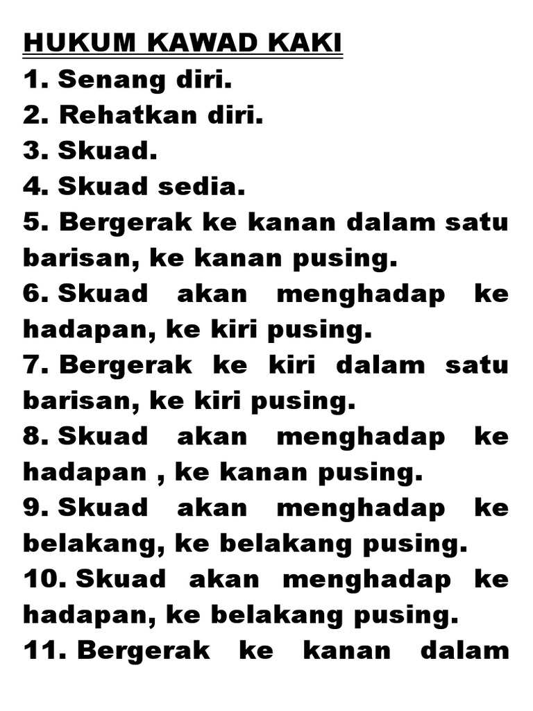 Panduan Lengkap Hukum Kawad Kaki | PDF