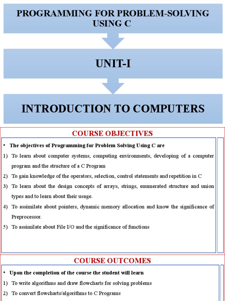 C-UNIT 1-Introduction To Computers | PDF | Computer Hardware | Central Processing Unit