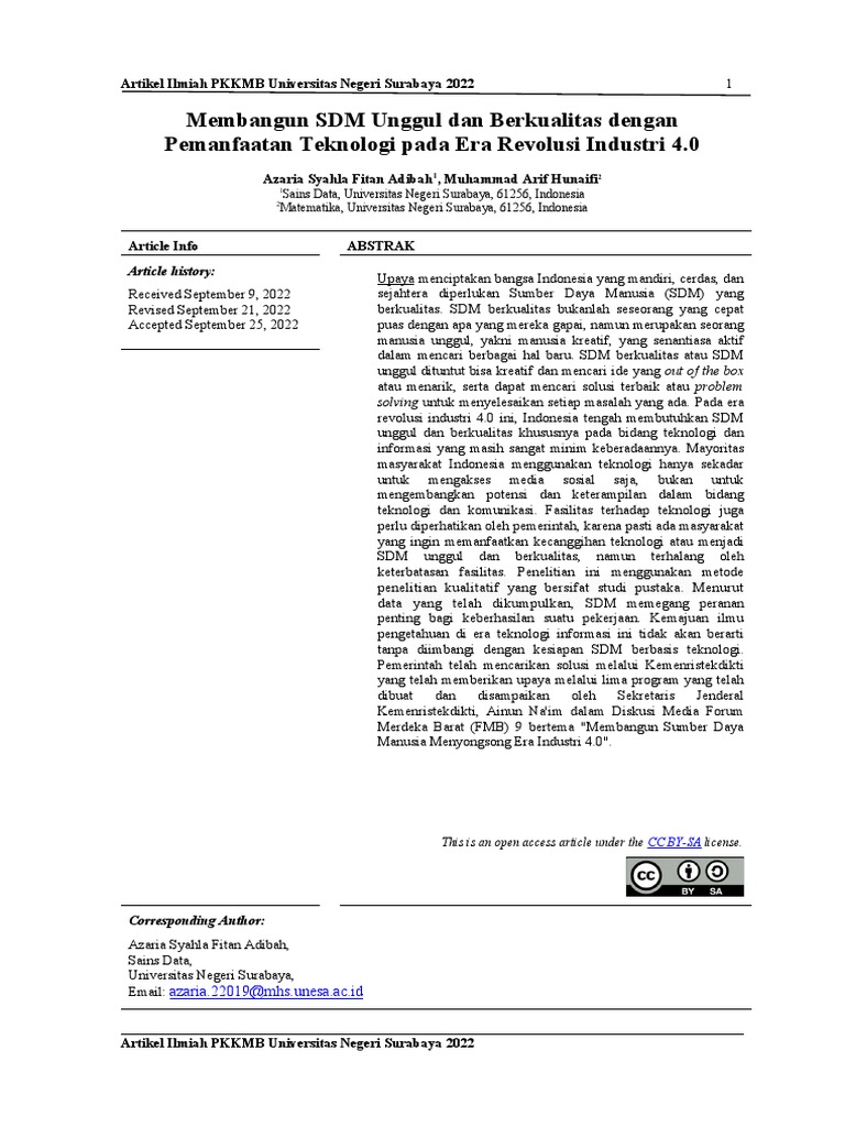 Membangun SDM Unggul Dan Berkualitas Dengan Pemanfaatan Teknologi Pada ...