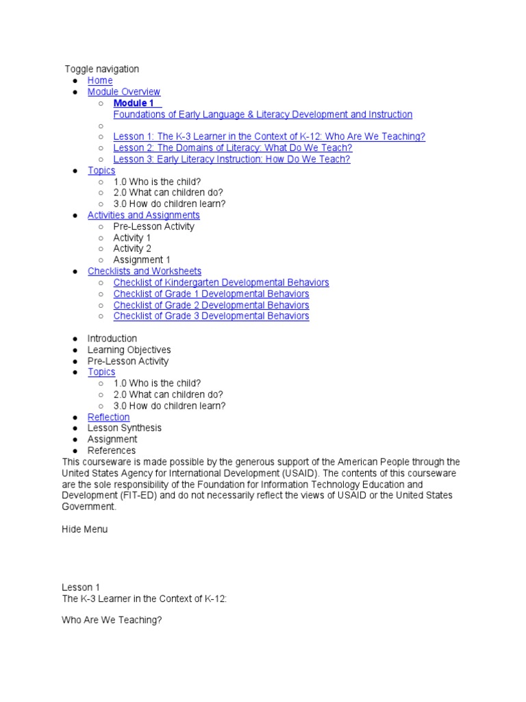 Module 1 Lesson1 | PDF | Learning | Language Development