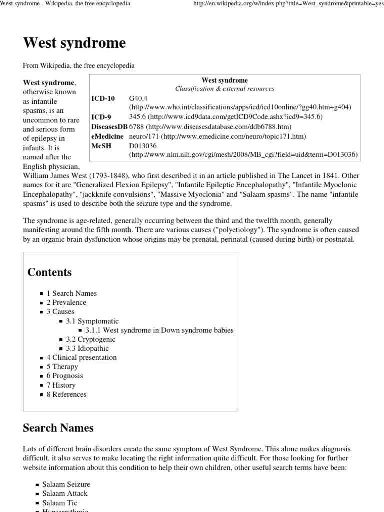 West Syndrome | PDF | Human Diseases And Disorders | Neurological Disorders