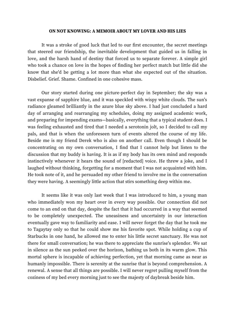(Memoir) On Not Knowing - Love and Lies | PDF | Psychology | Cognitive ...
