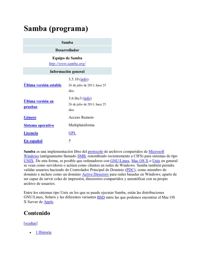Samba | PDF | Software del sistema | Software