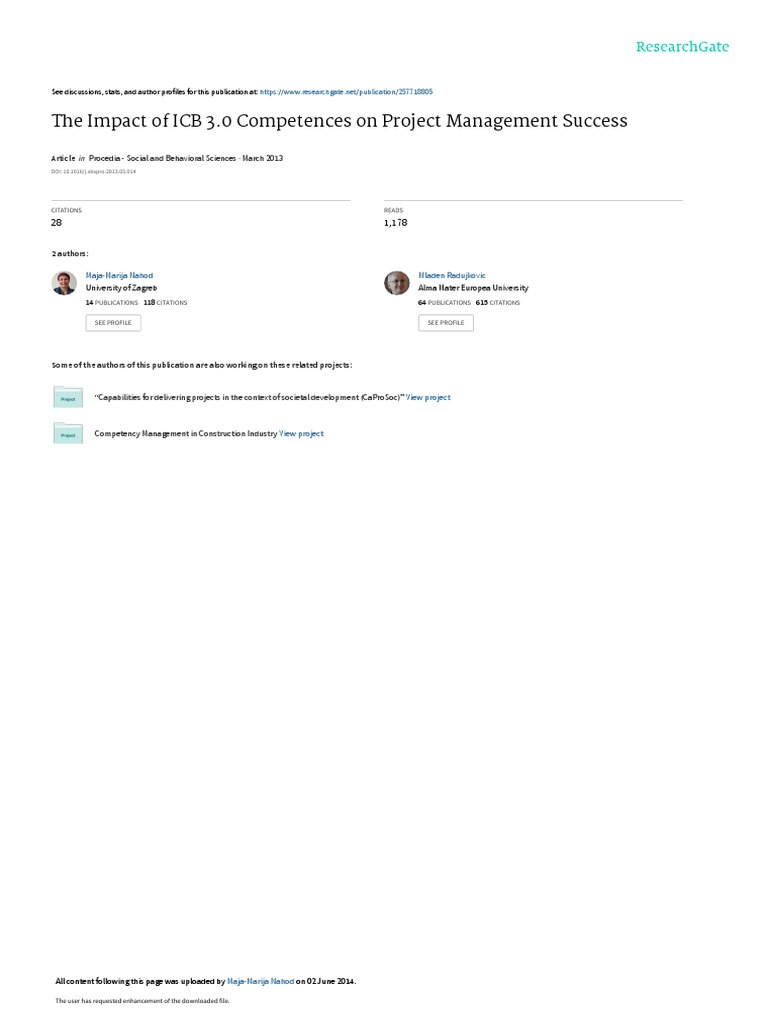 The Impact of ICB 30 Competences On Project Manage | PDF | Survey Methodology | Leadership