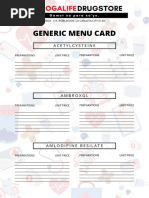 Generics Menu Card | PDF