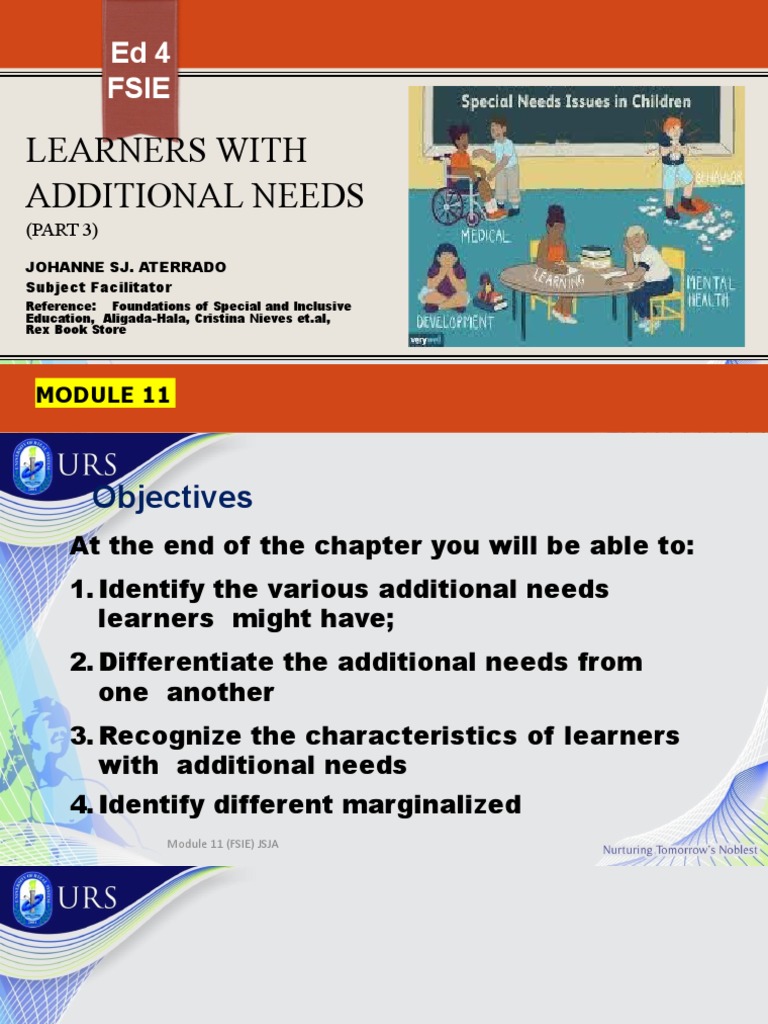 Ed 4 Module 11 Learners With Additional Needs (Part 3) | PDF | Learning Disability | Attention ...