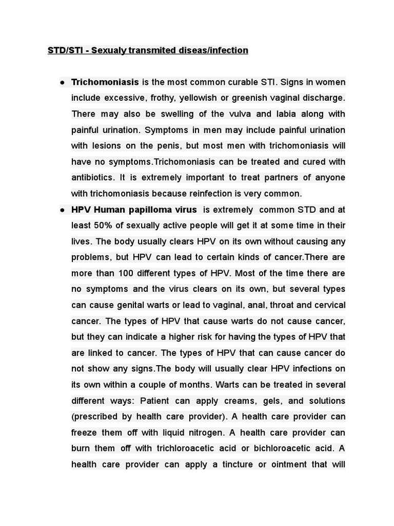 Understanding Common STDs and Symptoms | PDF | Sexually Transmitted ...