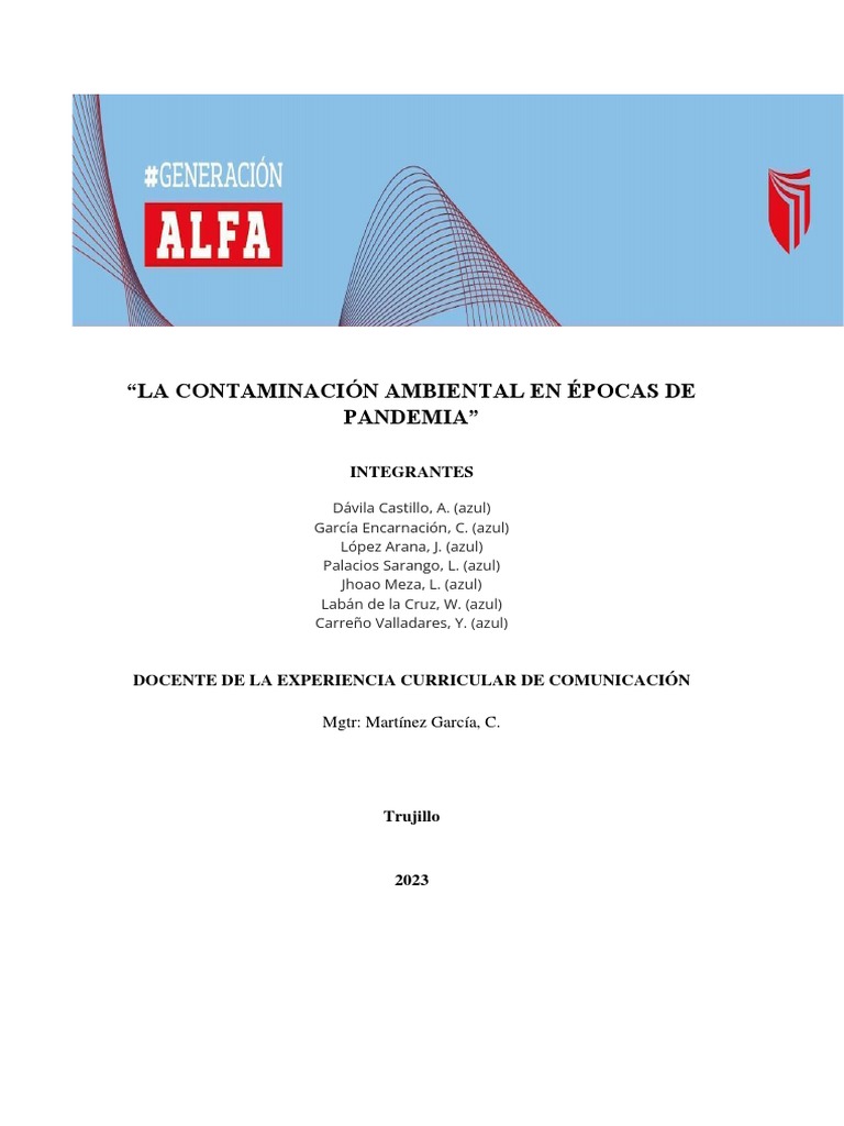 Texto Expositivo Sobre La Contaminación Ambiental en Epocas de Pandemia ...