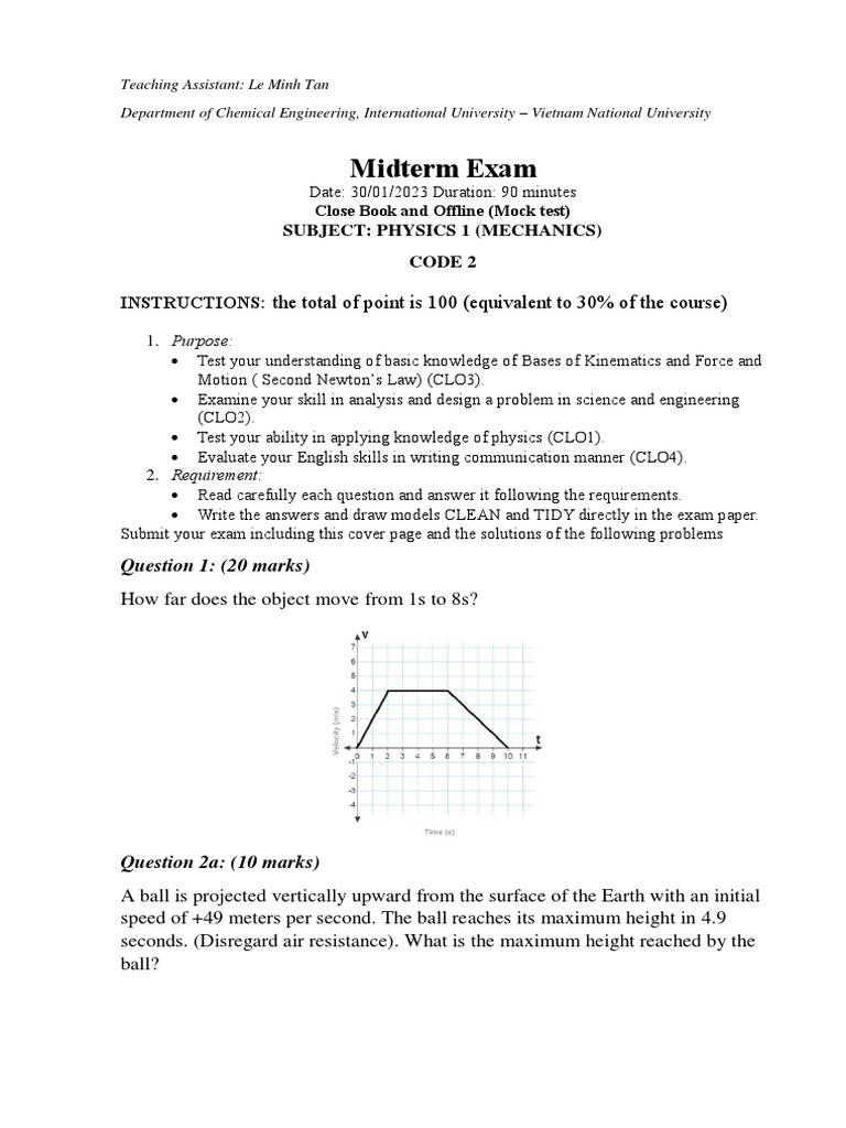 Physics 1 Midterm Exam - Mechanics | PDF | Force | Friction
