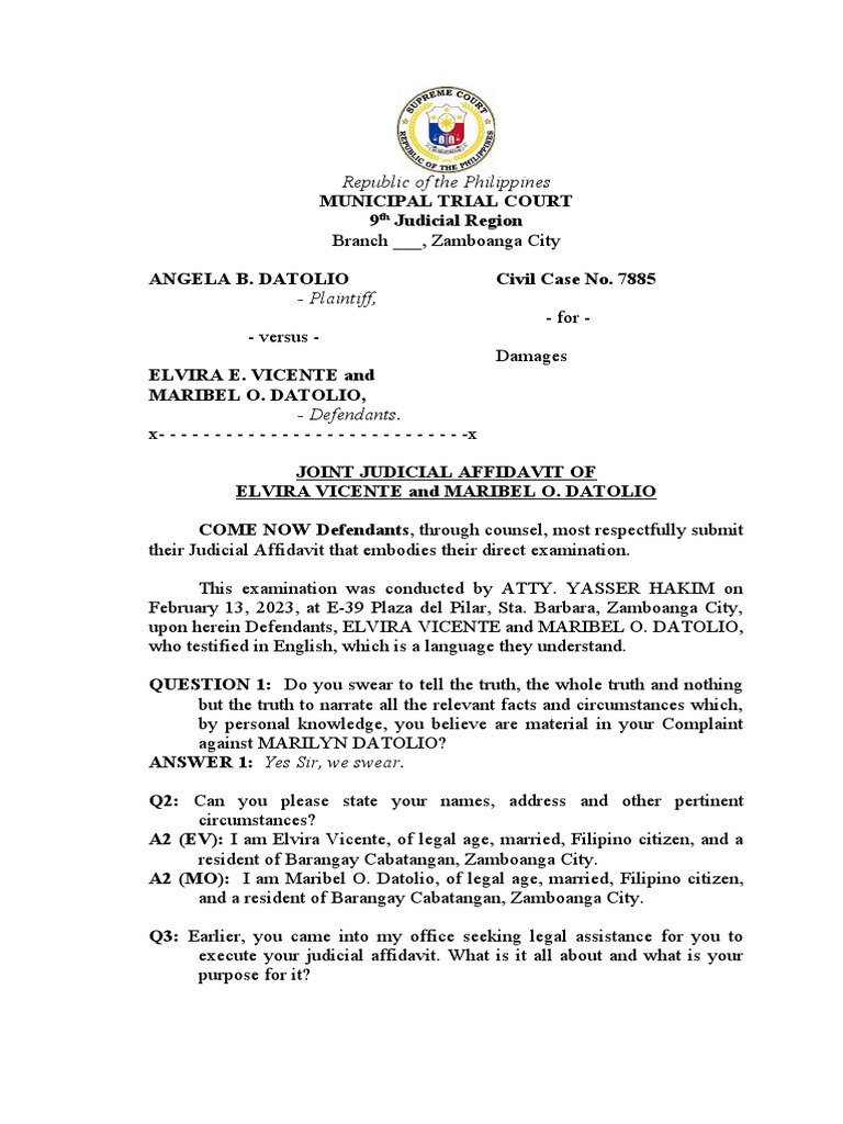 Judicial Affidavit: Maribel vs. Angela | PDF | Affidavit | Perjury