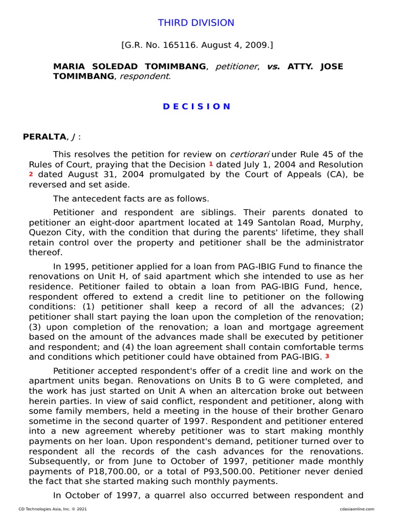 103.tomimbang Vs - Tomimbang | PDF | Lawsuit | Interest