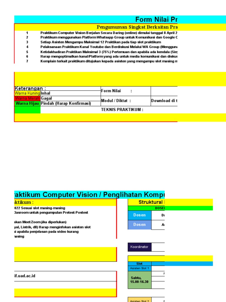 Form Nilai Computer Vision 2022 | PDF