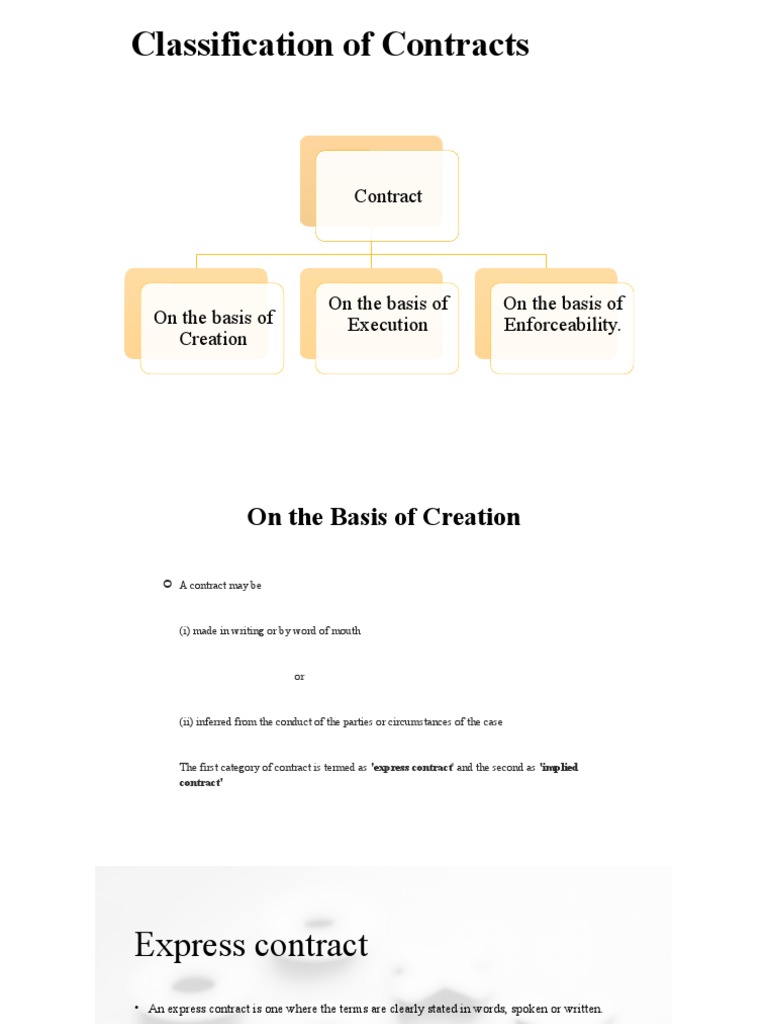Classification of Contracts On The Basis of | PDF | Void (Law ...