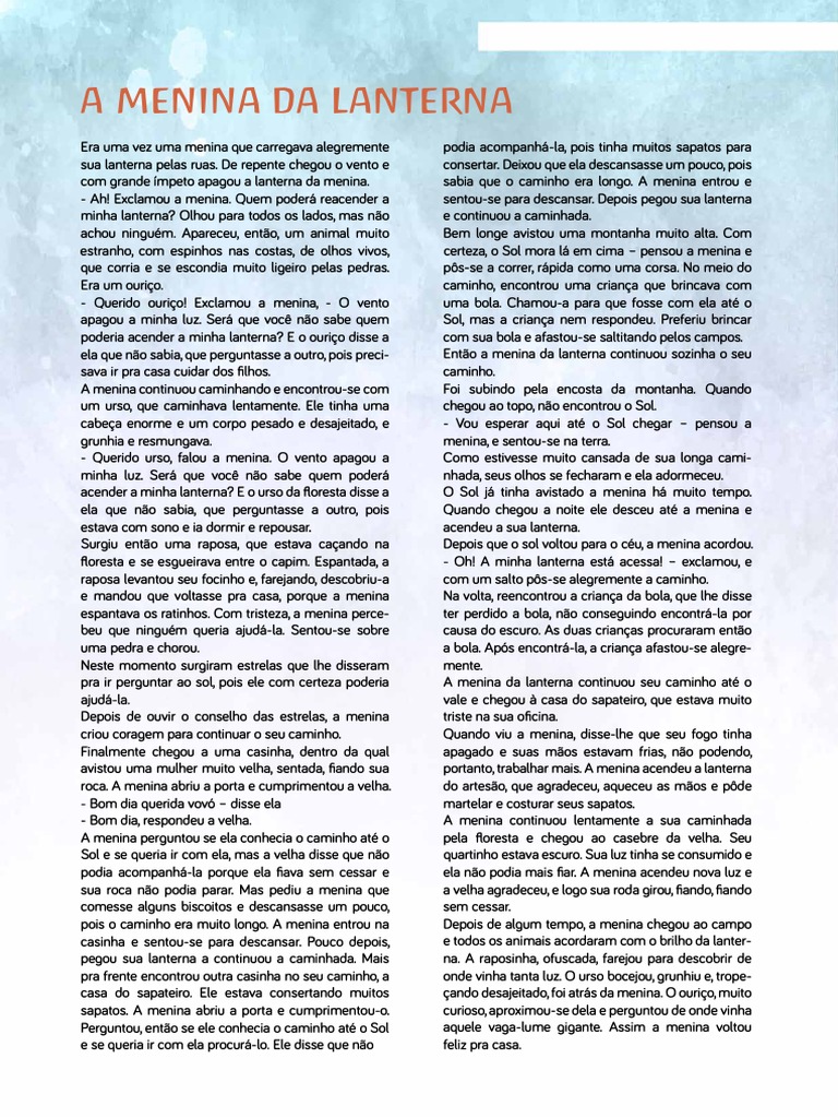 História A Menina Da Lanterna | PDF | Sol