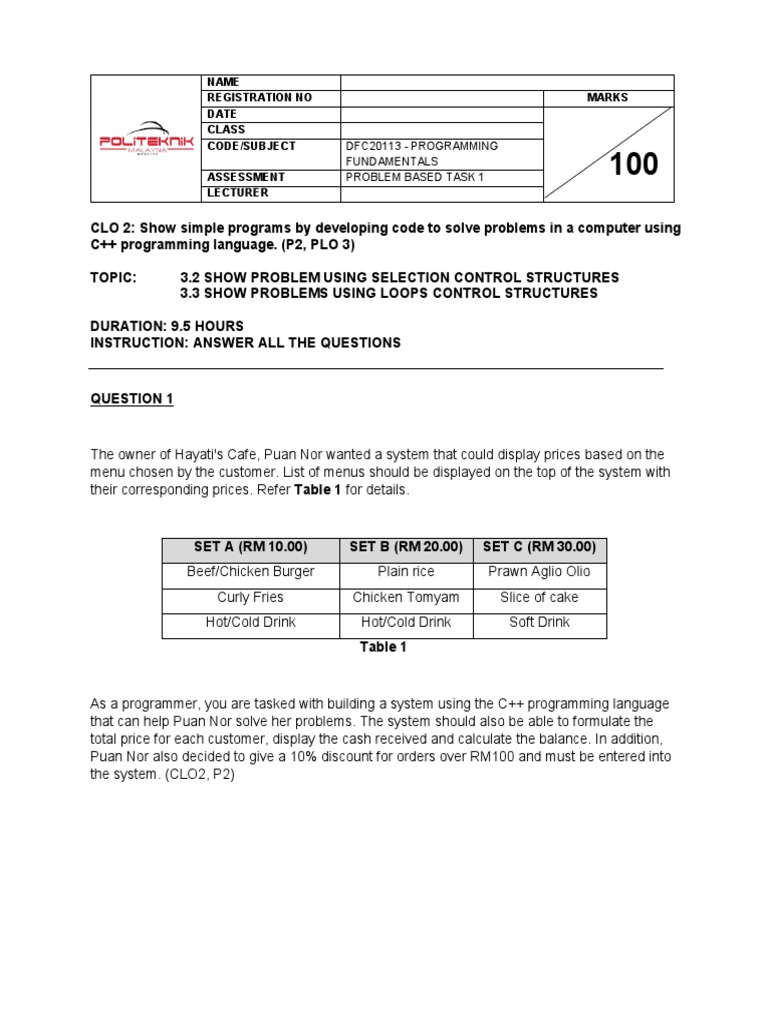 PBT1 Question | PDF | Control Flow | Computer Program