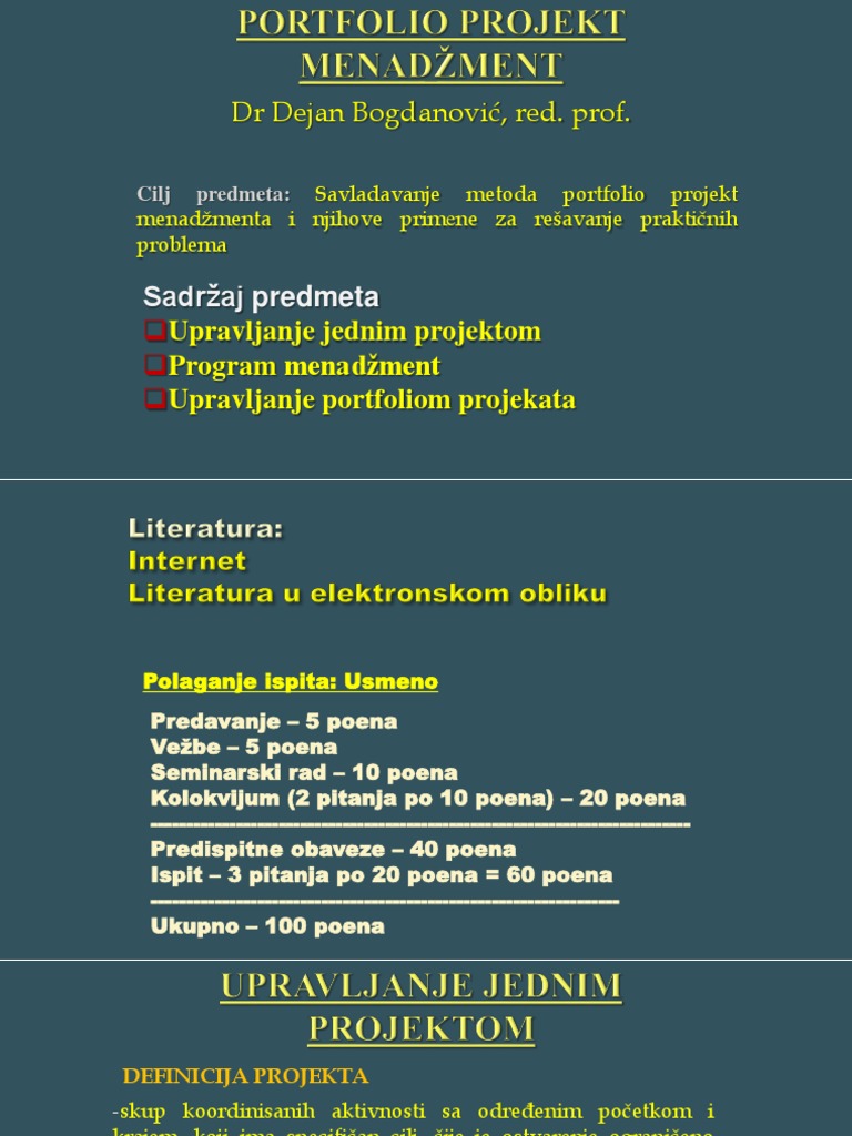 Portfolio Projekt Menadzment | PDF