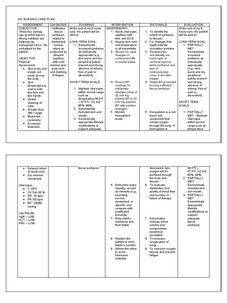 NCP - Tissue Perfusion | PDF | Blood Pressure | Blood