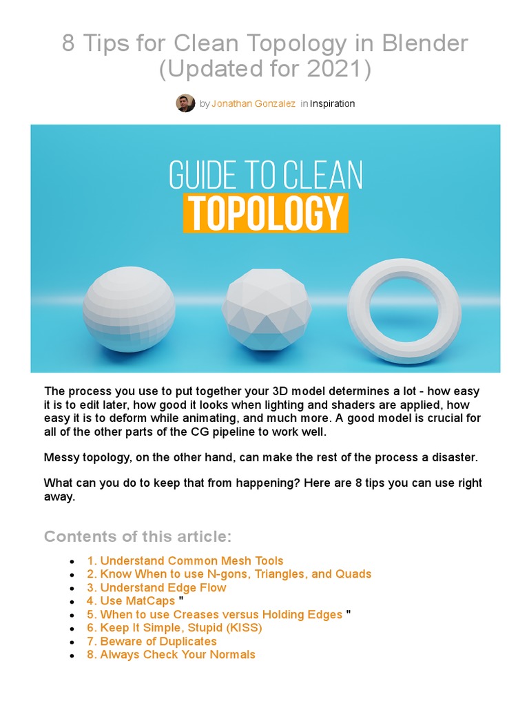 8 Tips For Clean Topology in Blender | PDF | Polygon | Blender (Software)