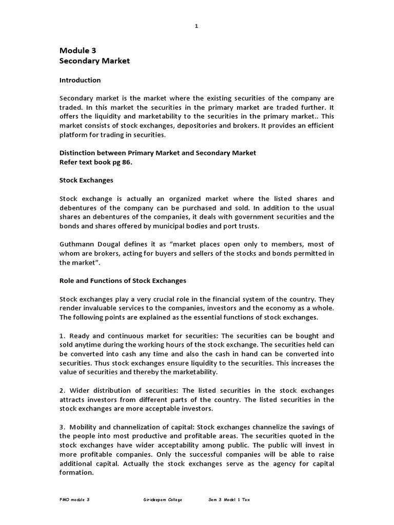 FMO Module 3 | PDF | Stocks | Securities (Finance)