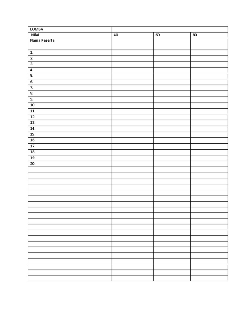 Form Penilaian Lomba | PDF