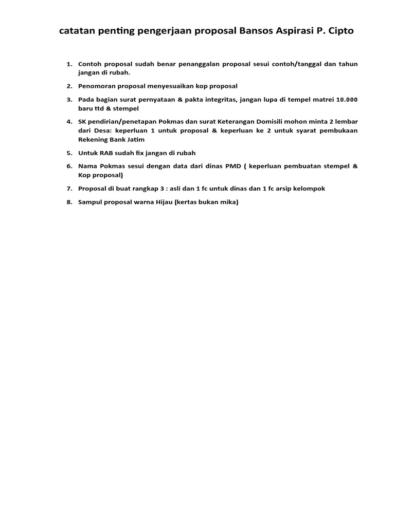Contoh Fix Proposal Kursi | PDF
