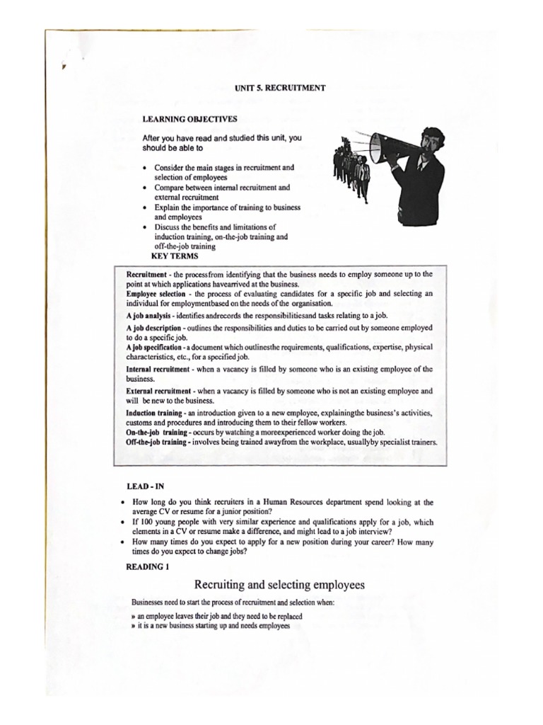 Unit 5 | PDF | Recruitment | Behavioural Sciences