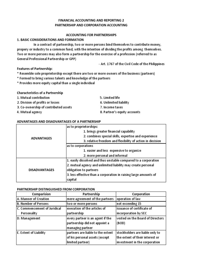 Far 2 Quicknotes | PDF | Debits And Credits | Partnership