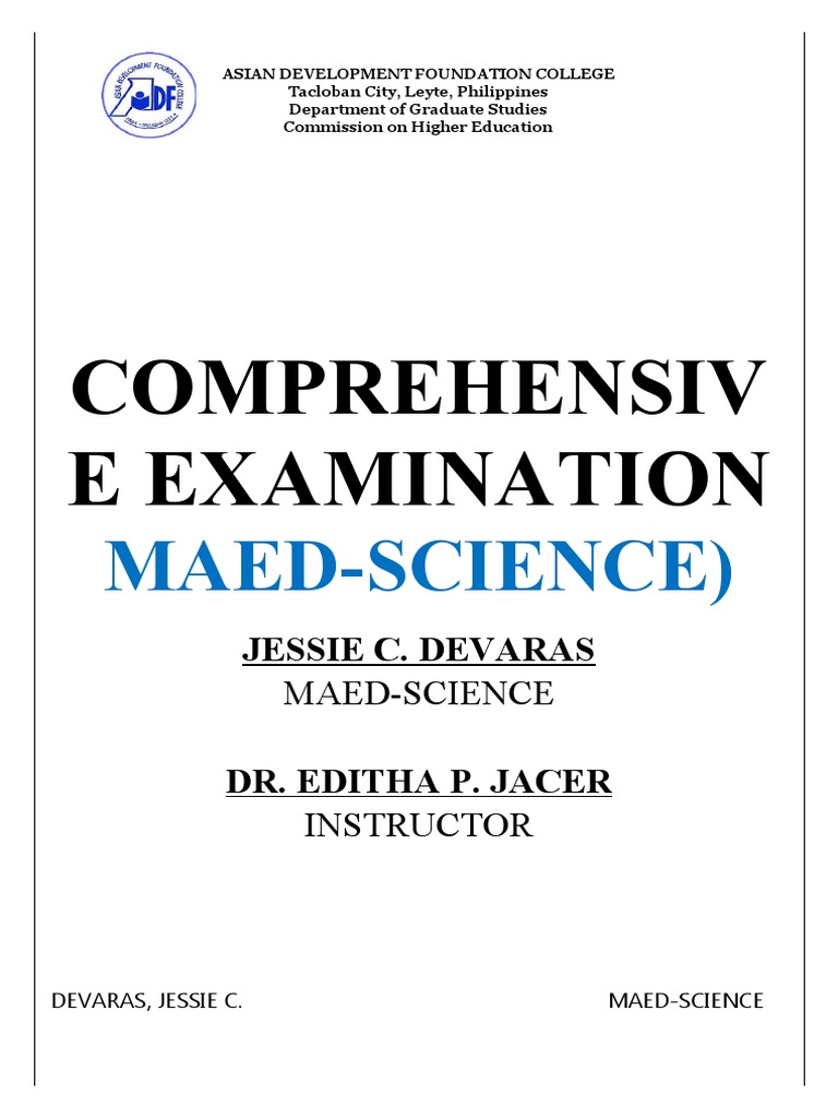 Comprehensive Examination in Maed Science | PDF | Philosophical Realism ...