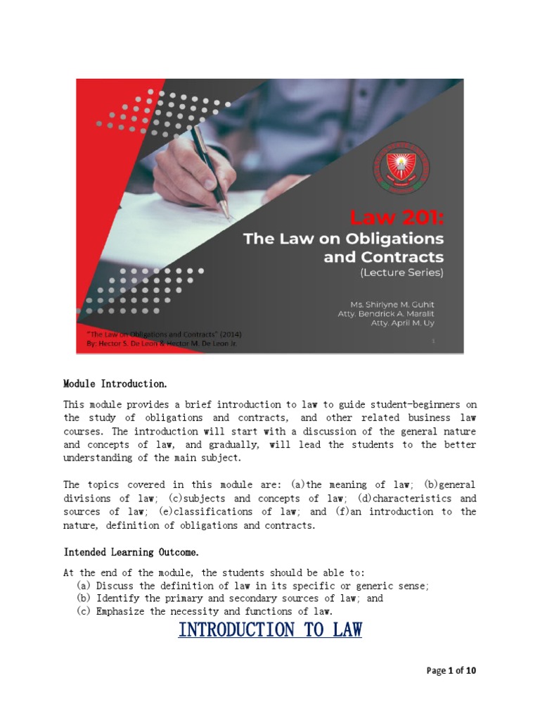 Module 1 - Introduction To Law | Download Free PDF | Precedent ...