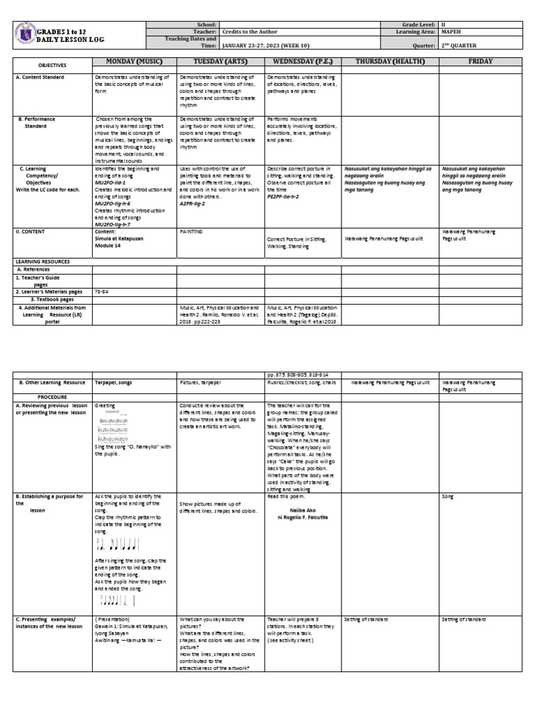 Analyzing Student Learning in a Weekly Lesson Plan | PDF | Learning | Cognition