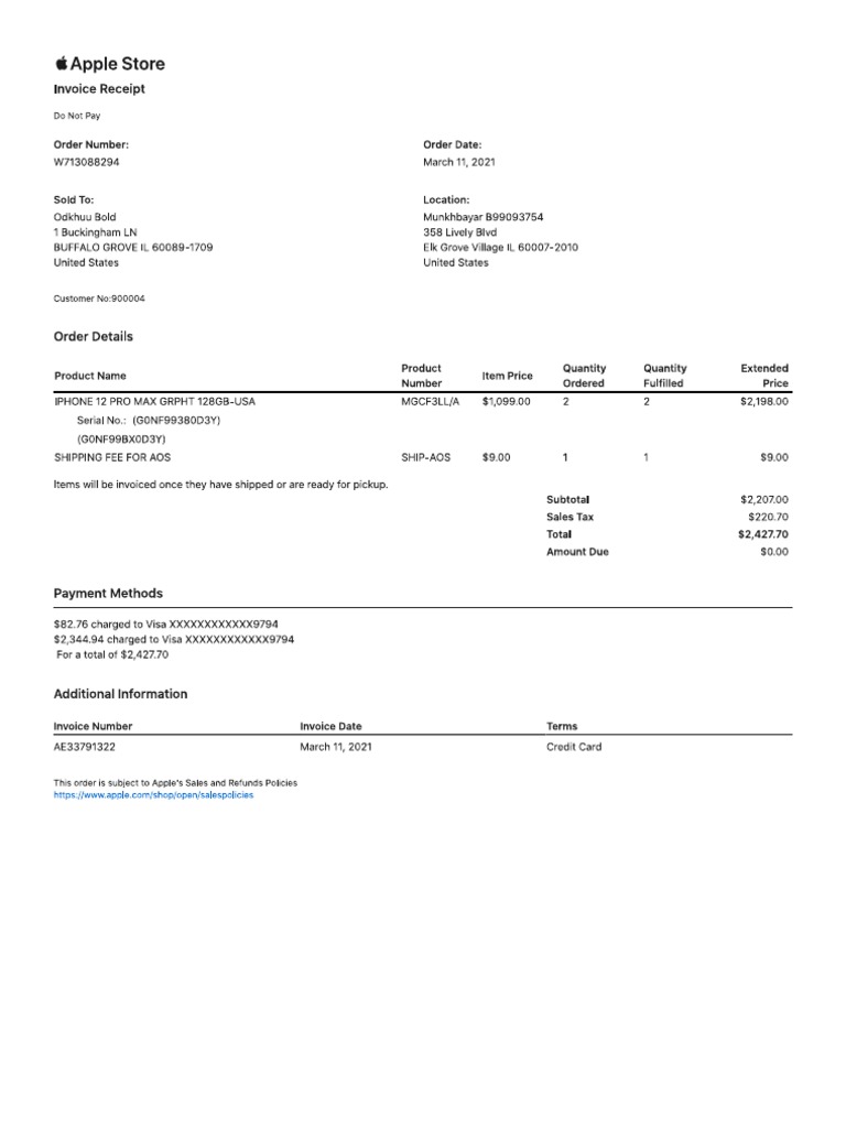 Apple Order | PDF