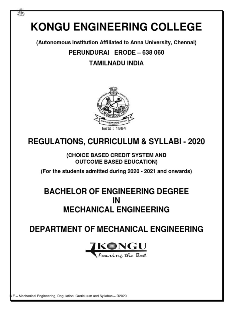 Kec R2020 Mech | PDF | Engineering | Academic Degree Kec R2020 Mech | PDF | Engineering | Academic Degree