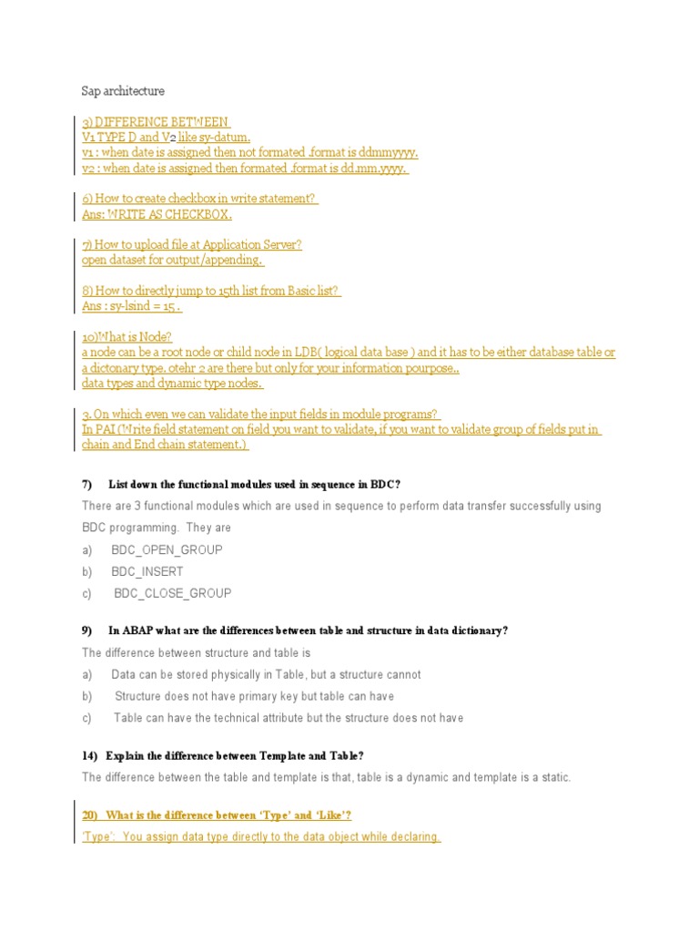 Sap Architecture | PDF | Parameter (Computer Programming) | Data Management