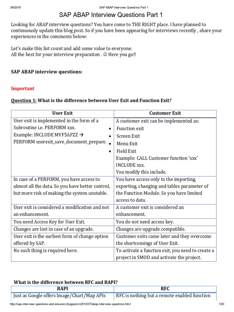 SAP ABAP Interview Questions Part 1 | PDF | Computing | Software Development