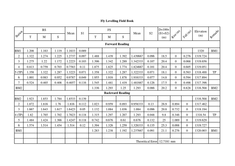 Survey Fly Levelling | PDF
