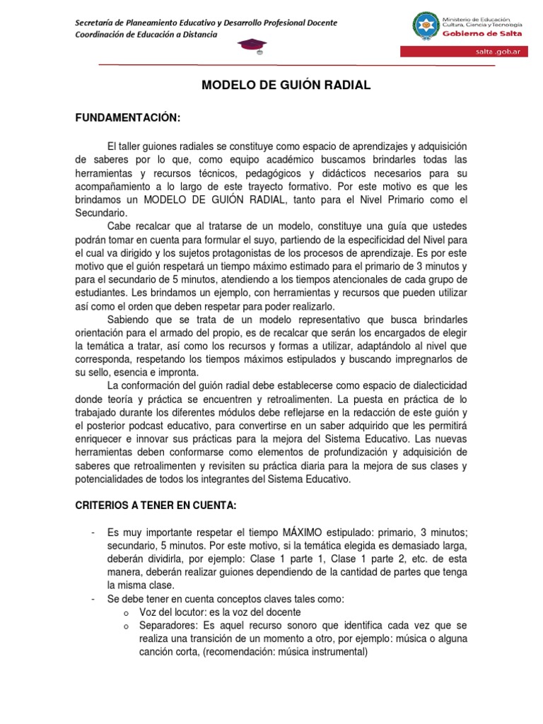 Modelo de Guion - 2021 - Efemérides Güemesiana | PDF | Maestros