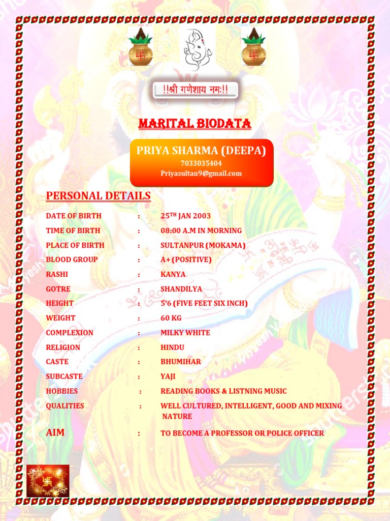 Biodata of Deepa | PDF