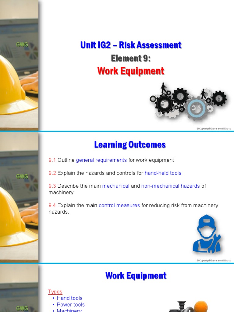Unit IG2 - Risk Assessment: Element 9 | PDF | Personal Protective ...
