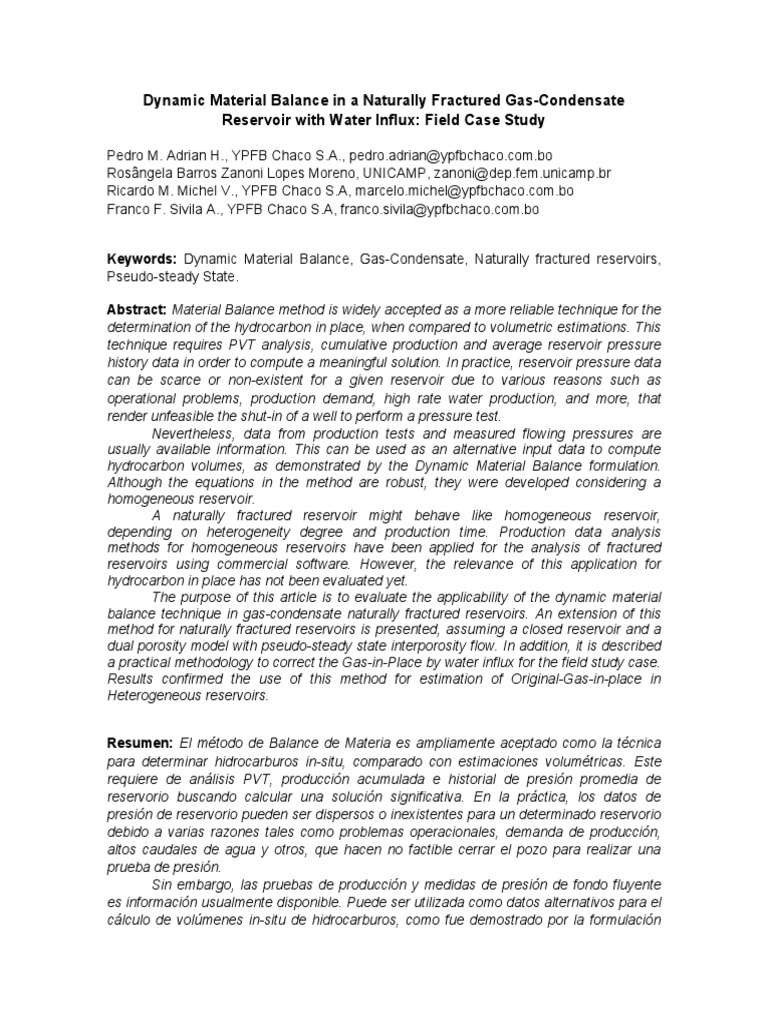 Dynamic Material Balance in Fractured Gas-Condensate | PDF | Petroleum ...