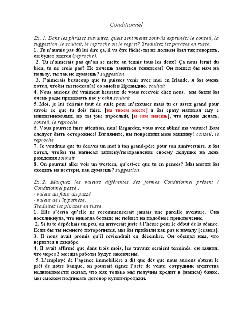 Conditionnel 1 | PDF | Arts du langage et discipline | Fiction générale