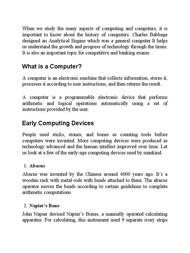 Chapter 2 Early To Inventors of Computer | PDF | Microprocessor | Personal Computers