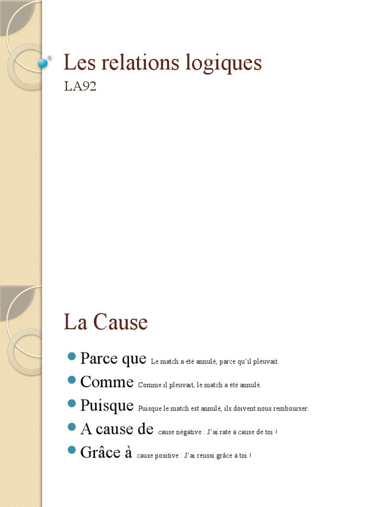 Les Relations Logiques | PDF